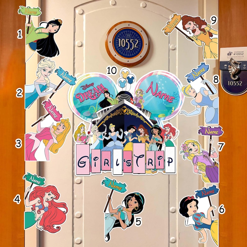 Personalized All DN Princess Characters Cruise Door Magnet, DN Princess ...