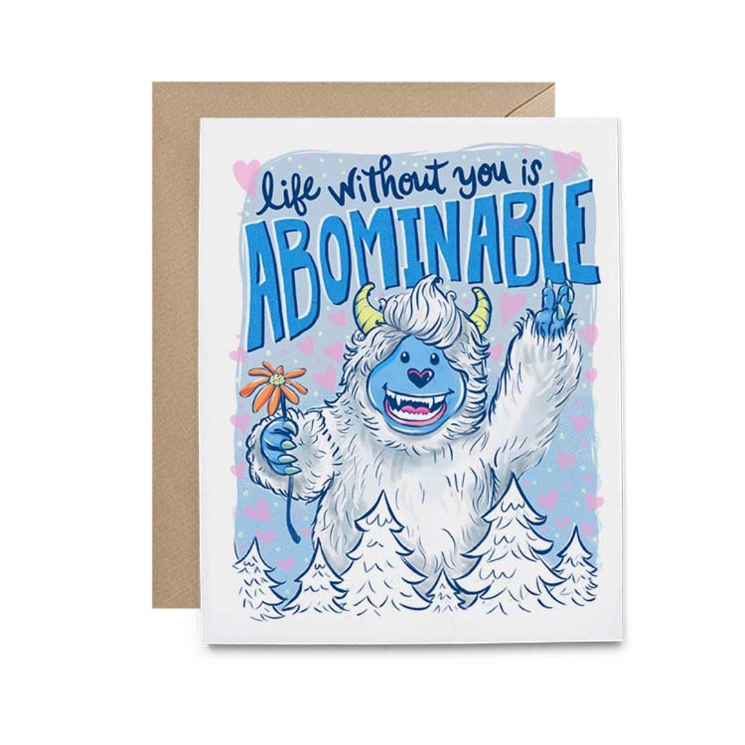 Yeti Greeting Card Love Valentine Card Pop Culture Humor Greeting Card ...