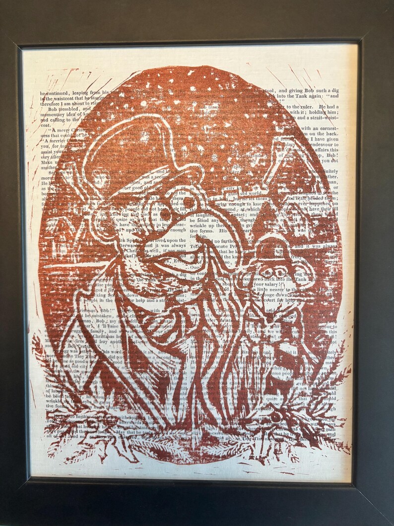 Christmas Carol Handmade Linocut Block Print on Vintage Typewriter ...