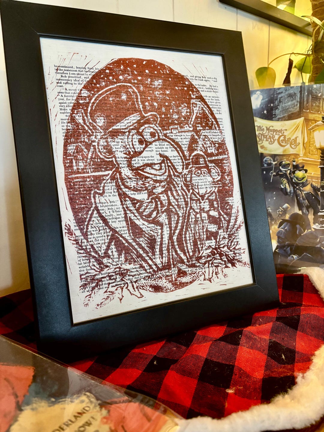 Christmas Carol Handmade Linocut Block Print on Vintage Typewriter ...