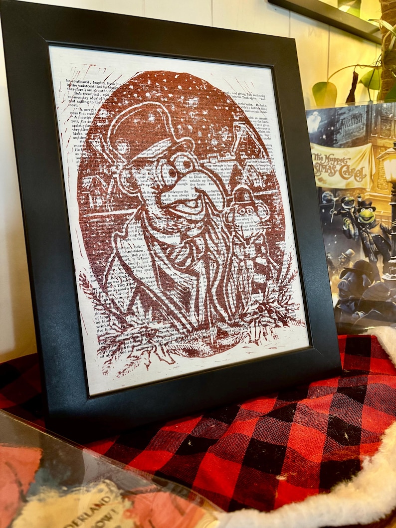 Christmas Carol Handmade Linocut Block Print on Vintage Typewriter ...