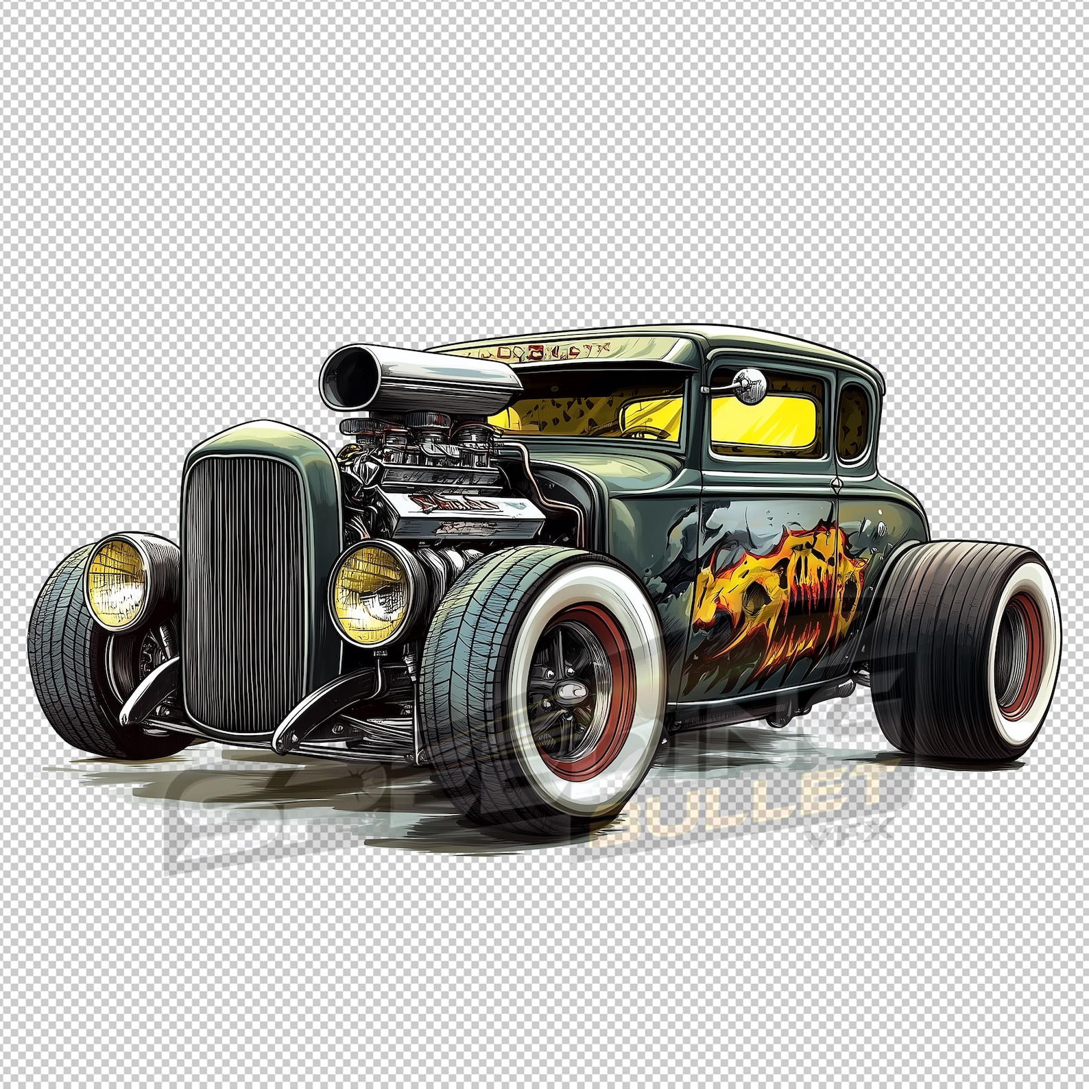 Rat Fink Style Hot Rod PNG Clipart Bundle, Muscle Car Decal, Low Rider ...