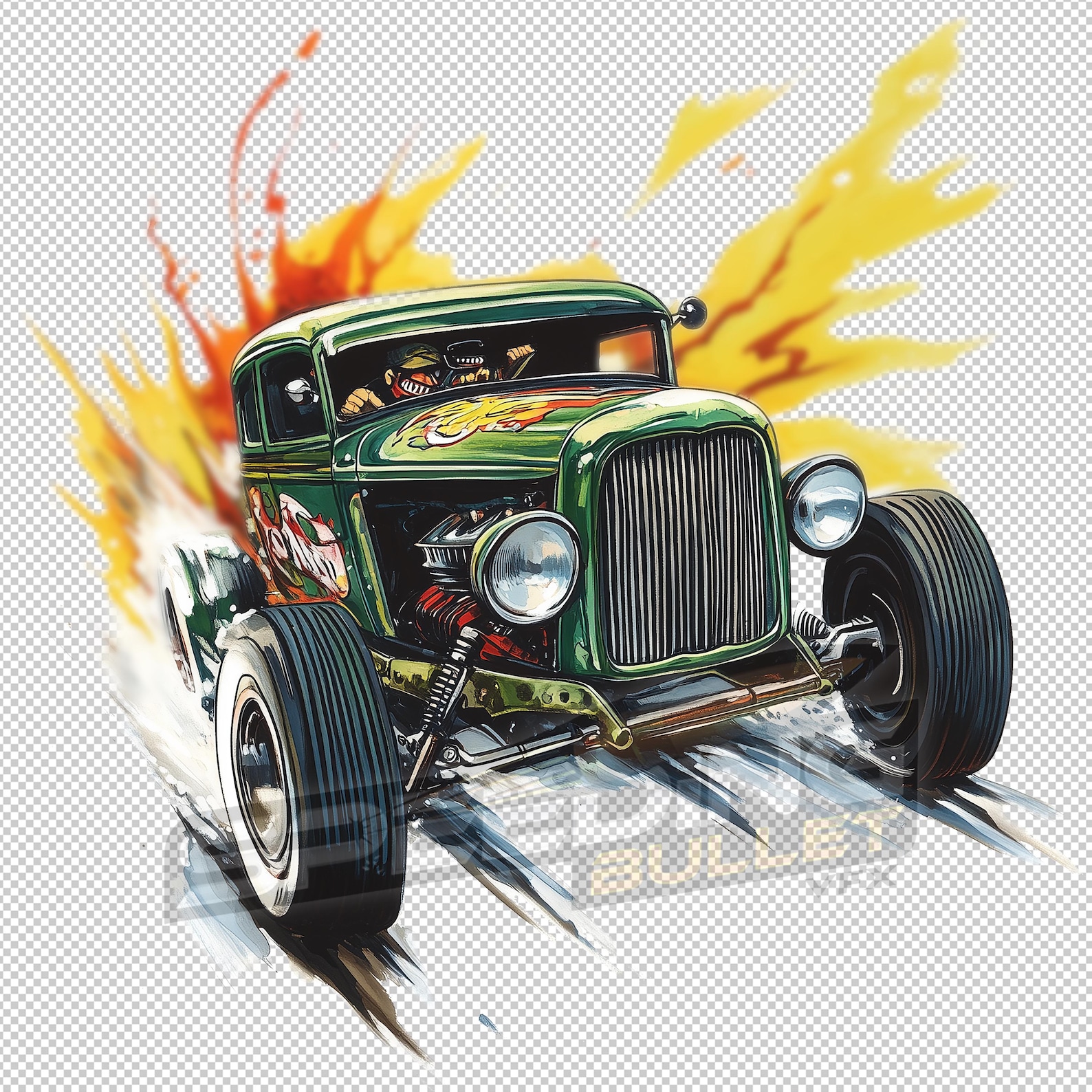 Rat Fink Style Hot Rod PNG Clipart Bundle, Muscle Car Decal, Low Rider ...