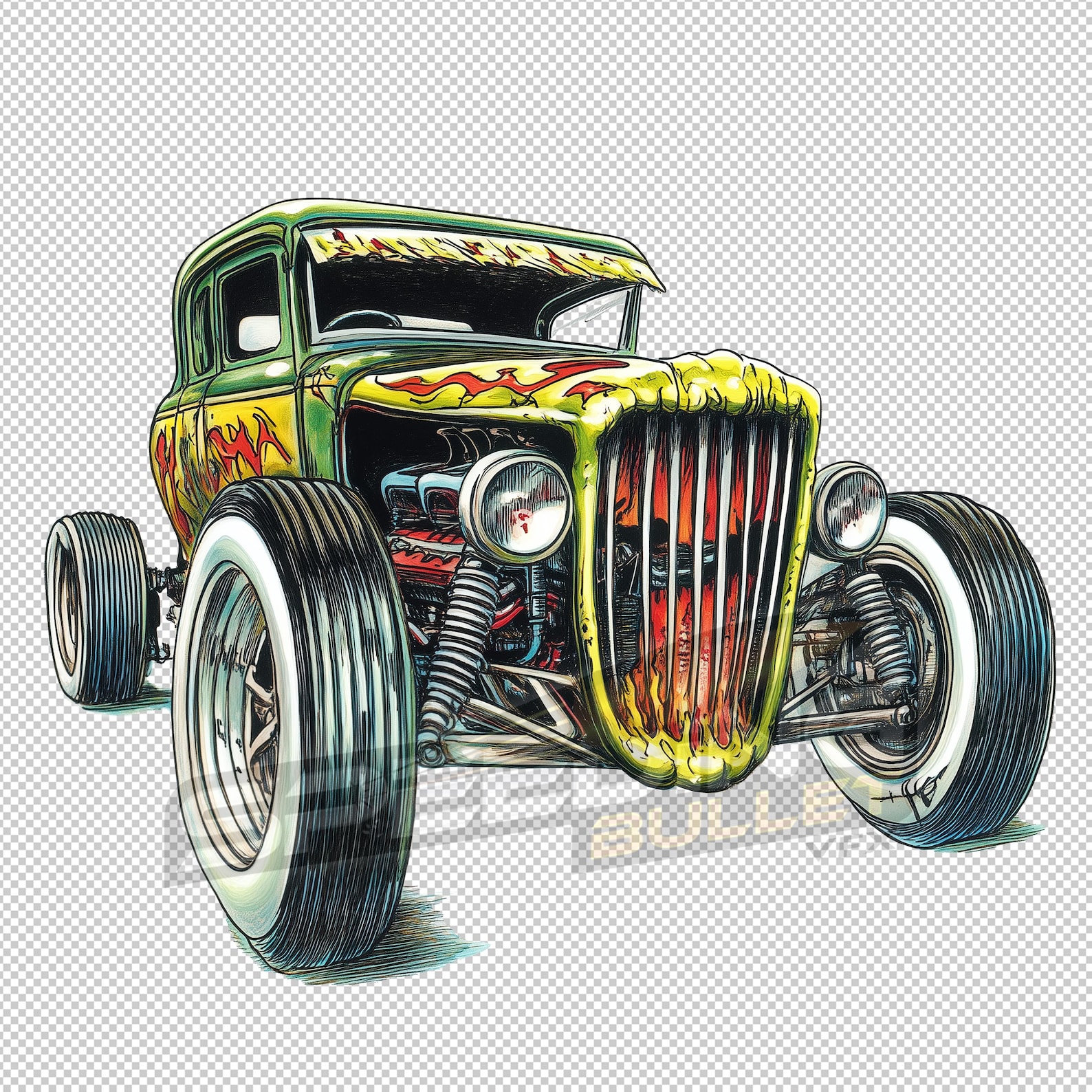 Rat Fink Style Hot Rod PNG Clipart Bundle, Muscle Car Decal, Low Rider ...