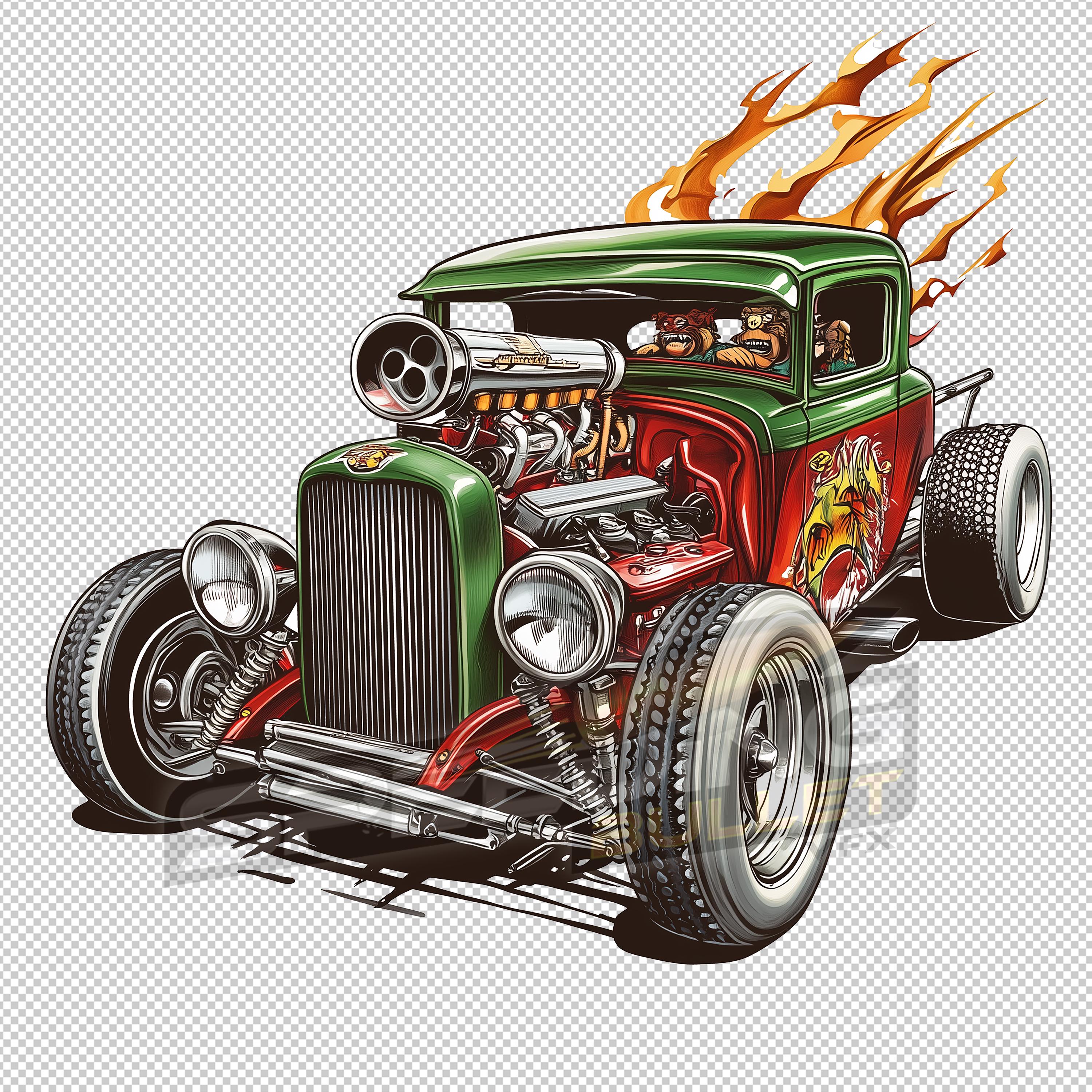 Rat Fink Style Hot Rod PNG Clipart Bundle, Muscle Car Decal, Low Rider ...