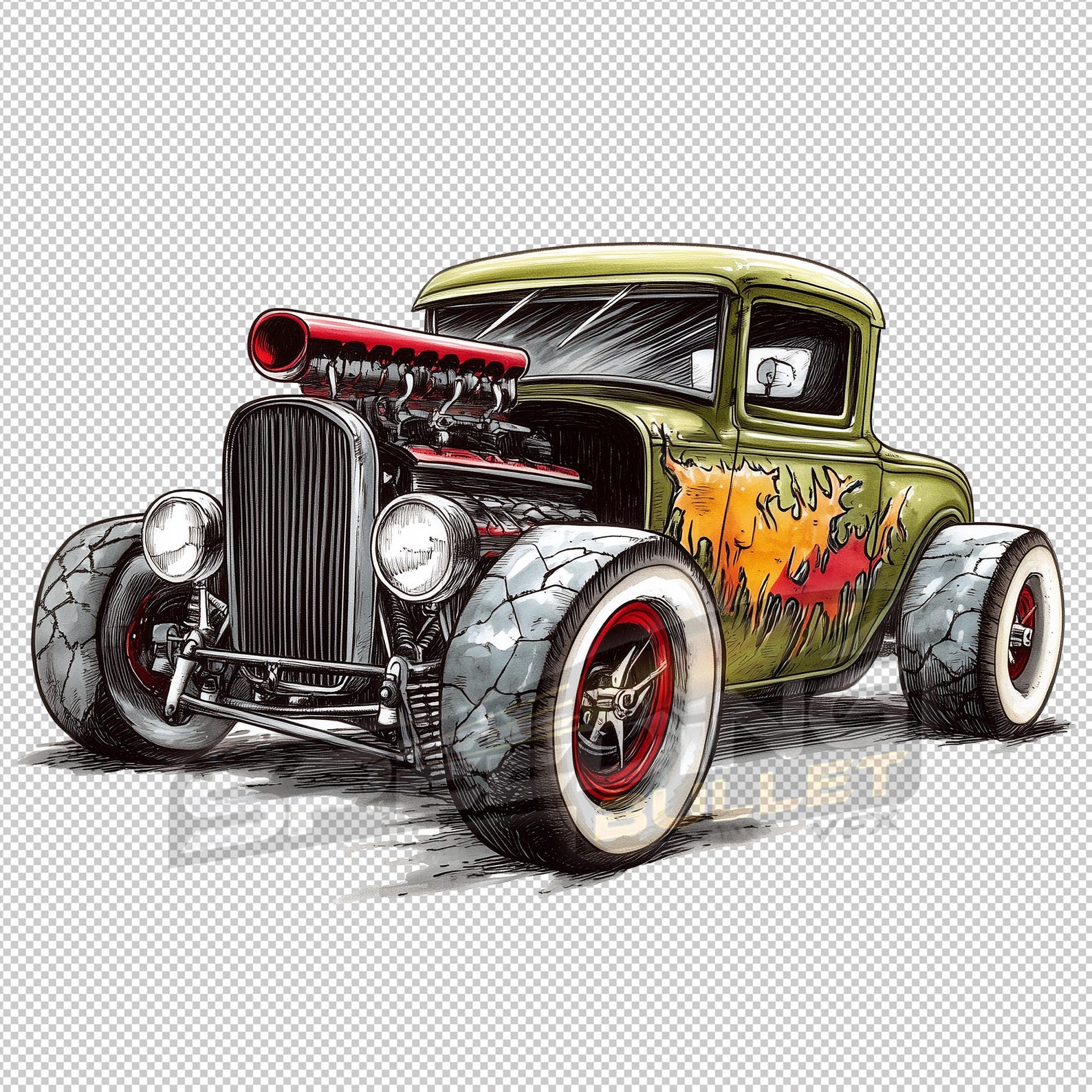Rat Fink Style Hot Rod PNG Clipart Bundle, Muscle Car Decal, Low Rider ...