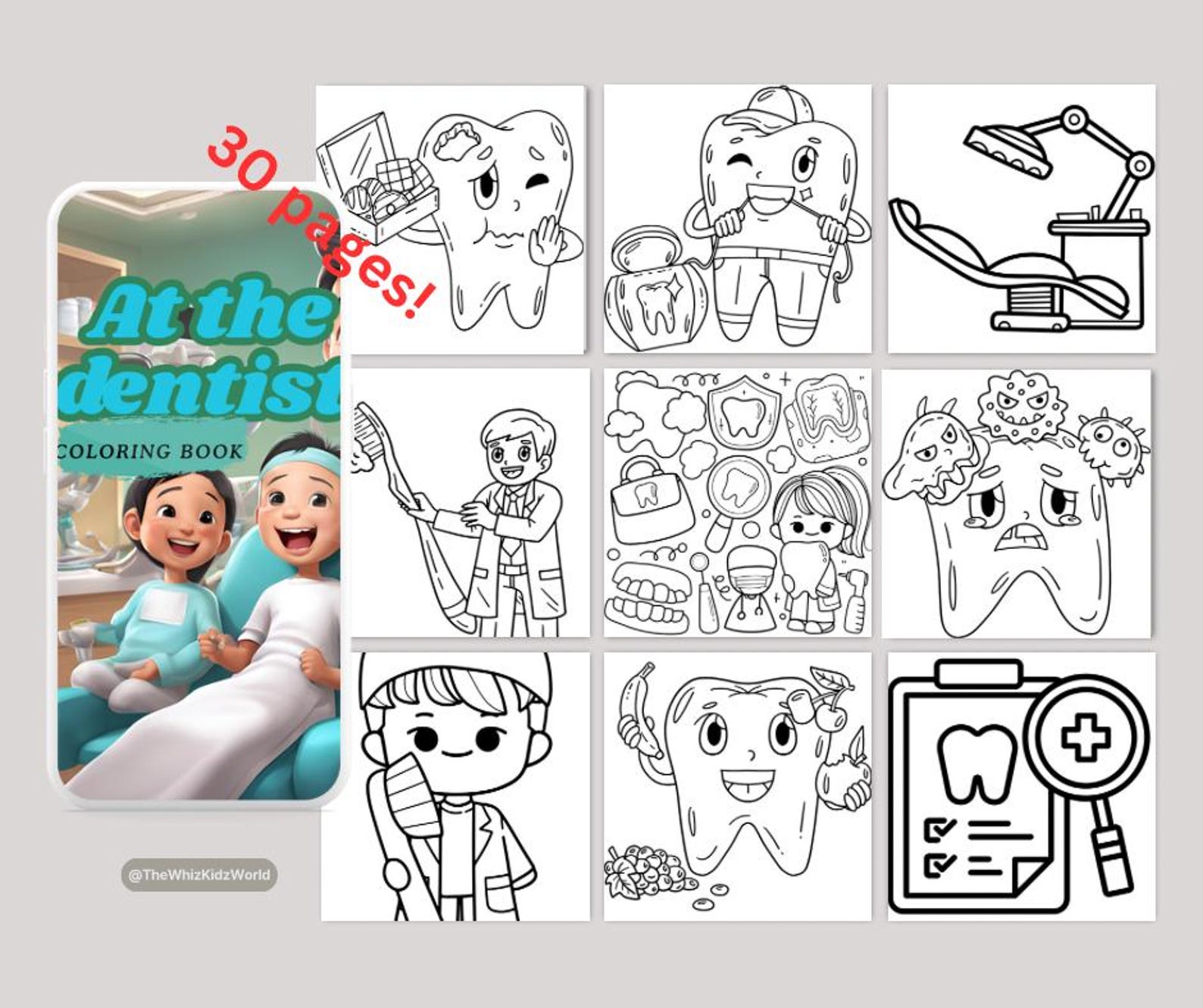 COLORING BOOK at the Dentist Theme - Etsy