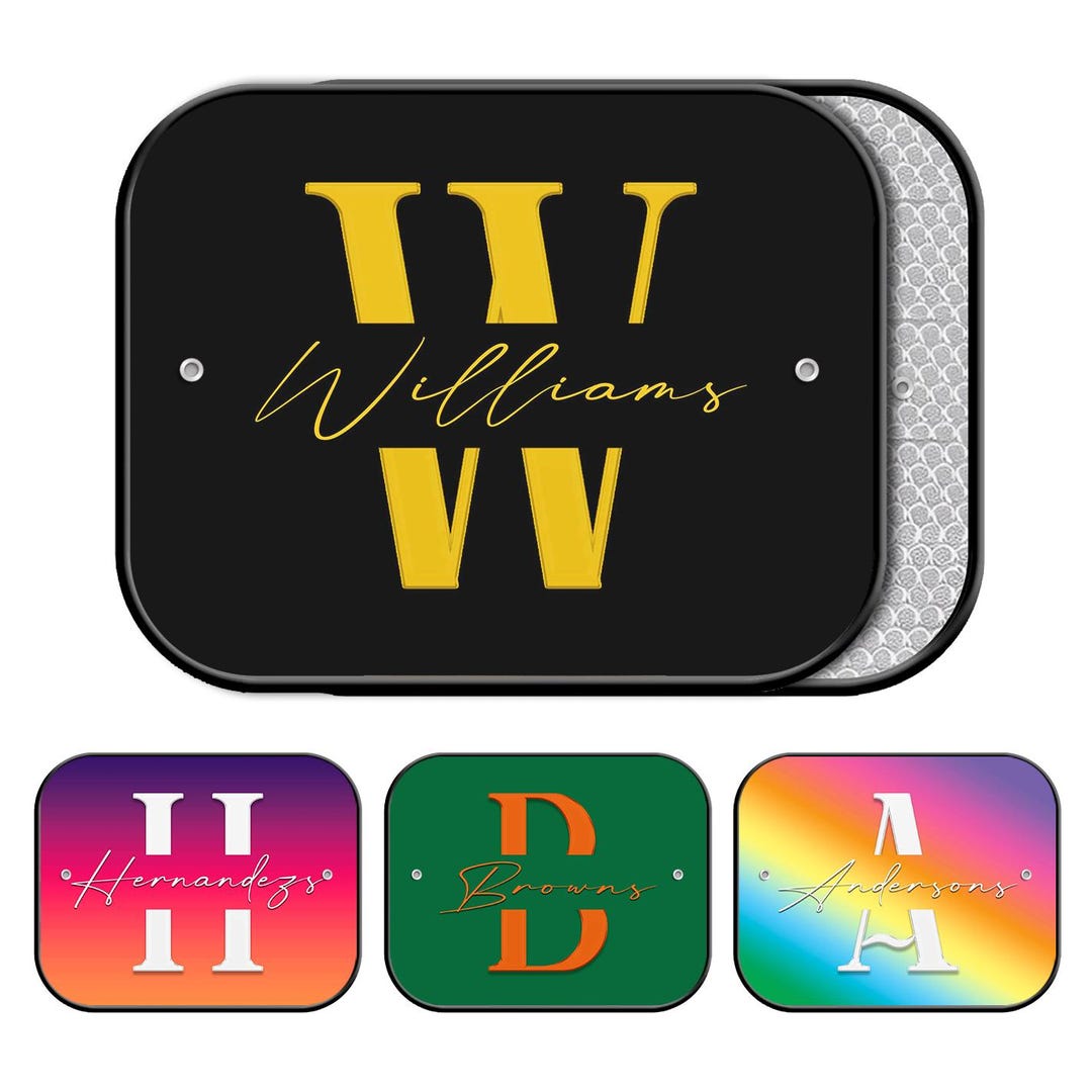Custom Family Name Auto Sun Shade Monogram, Personalized Photo Style ...