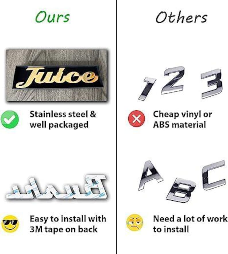 Custom Car Emblems Badges Letter Edition - Heavy Metal Stick Automotive ...