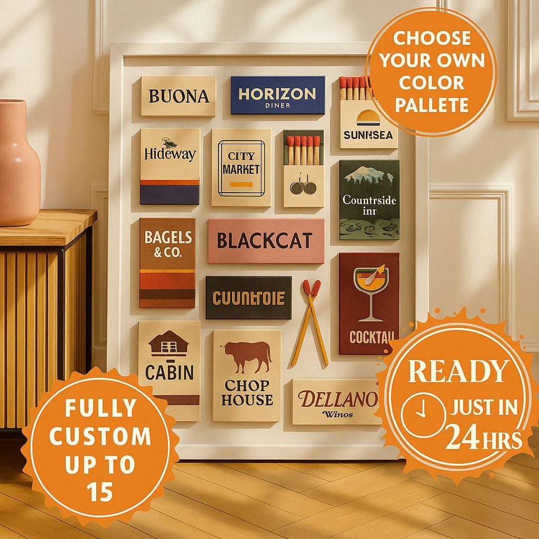 Custom Digital Matchbox Art, Personalized Matchbook Art, Retro ...