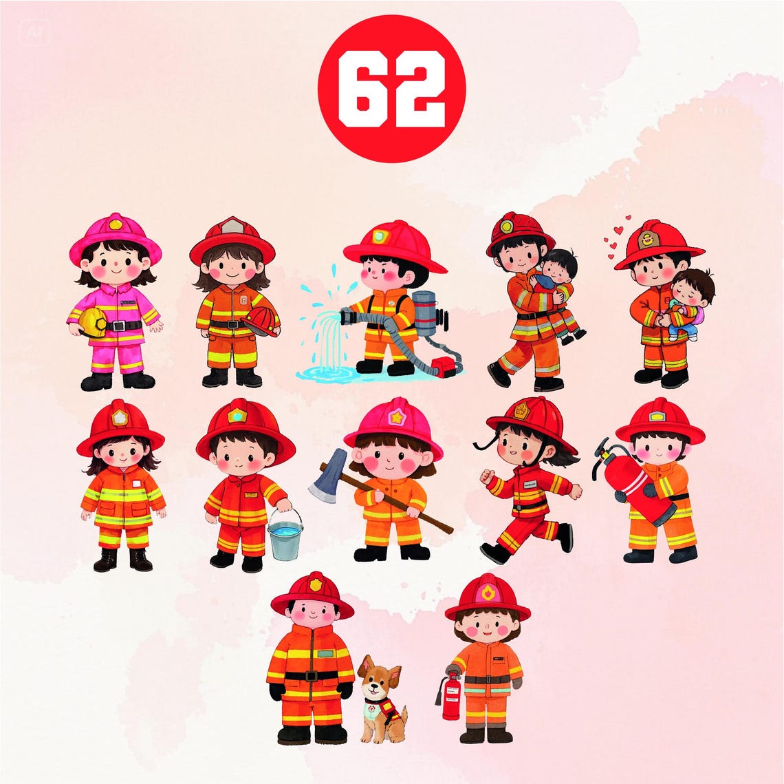 60+ Cute Baby Firefighter Clipart – Fire Truck, Rescue Gear, Fire ...