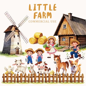 78+ Cute Baby Farm Clipart – Little Farmers, Animals, Barns, Tractors ...