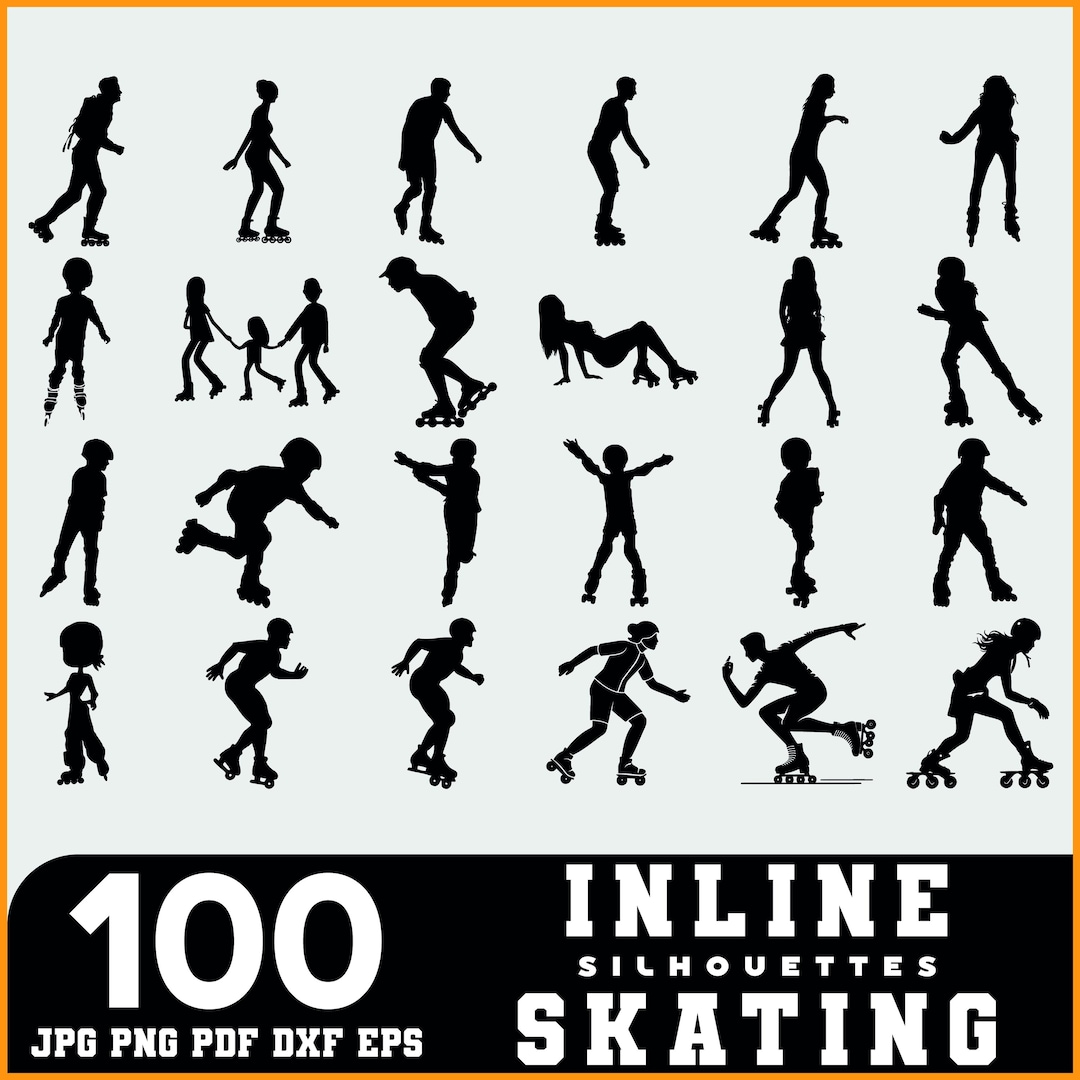 Inline Skating Silhouette SVG Bundle | Roller Skating, Sports & Active ...