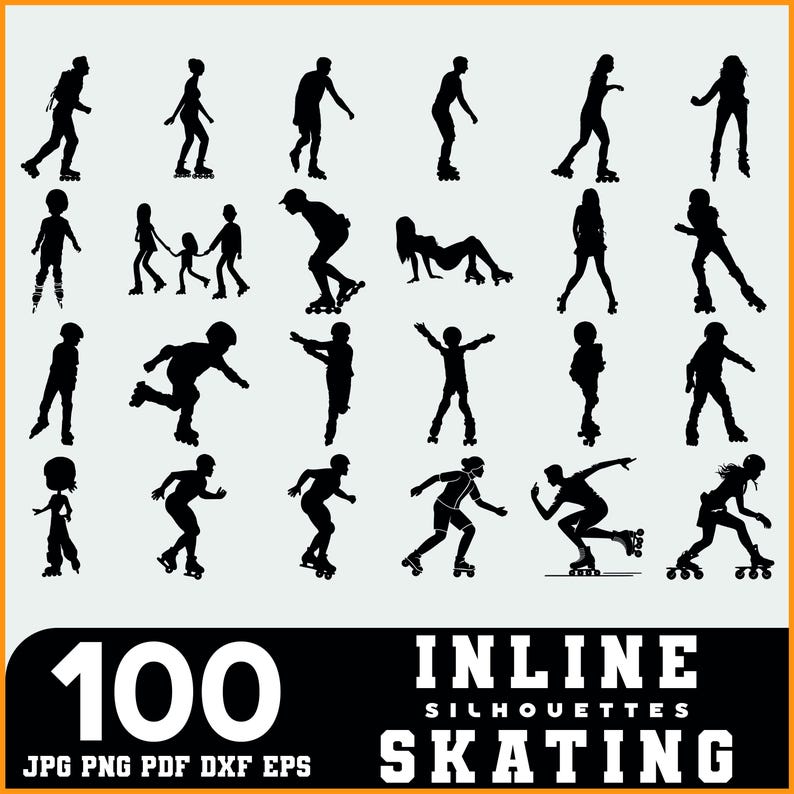 Inline Skating Silhouette SVG Bundle | Roller Skating, Sports & Active ...