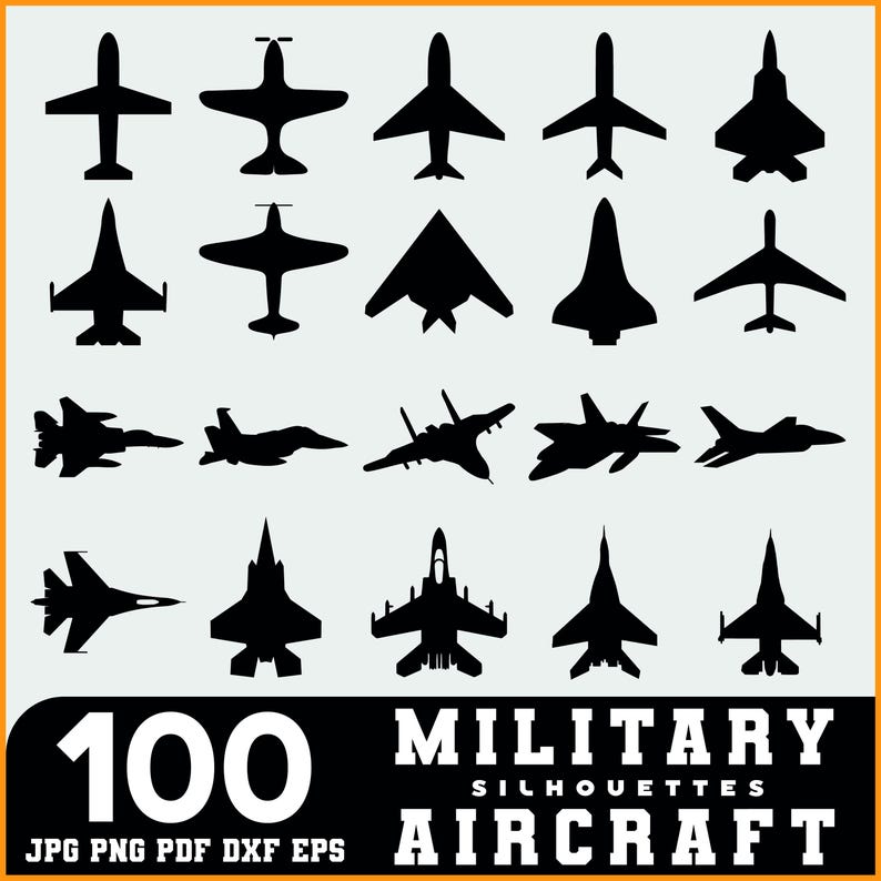 Military Aircraft Silhouette SVG Bundle | Fighter Jets, Helicopters ...