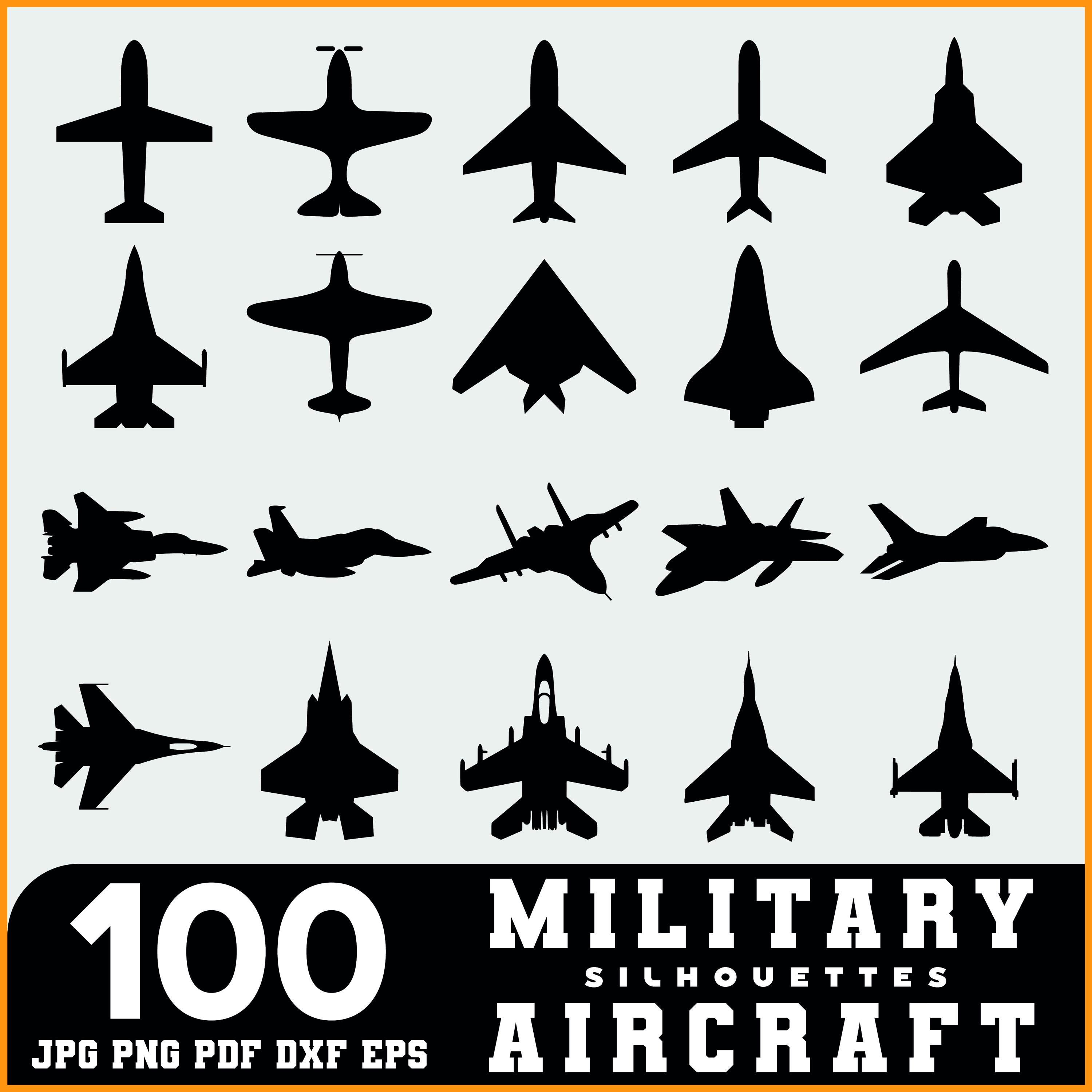 Military Aircraft Silhouette SVG Bundle | Fighter Jets, Helicopters ...