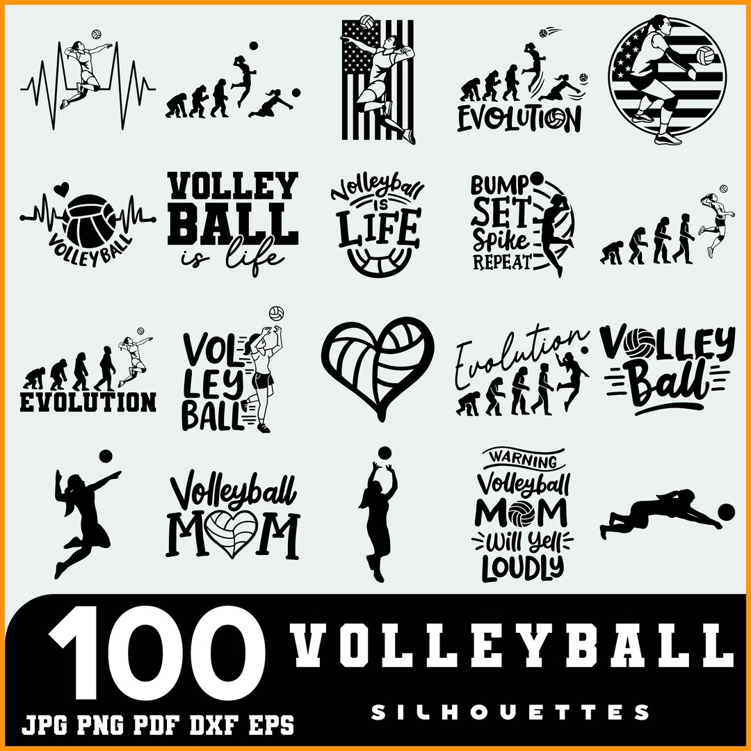 Volleyball SVG Clipart Bundle | Team & Player Silhouettes (digital ...