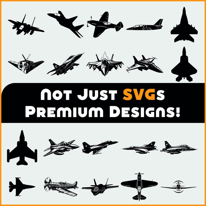 Military Aircraft Silhouette SVG Bundle | Fighter Jets, Helicopters ...