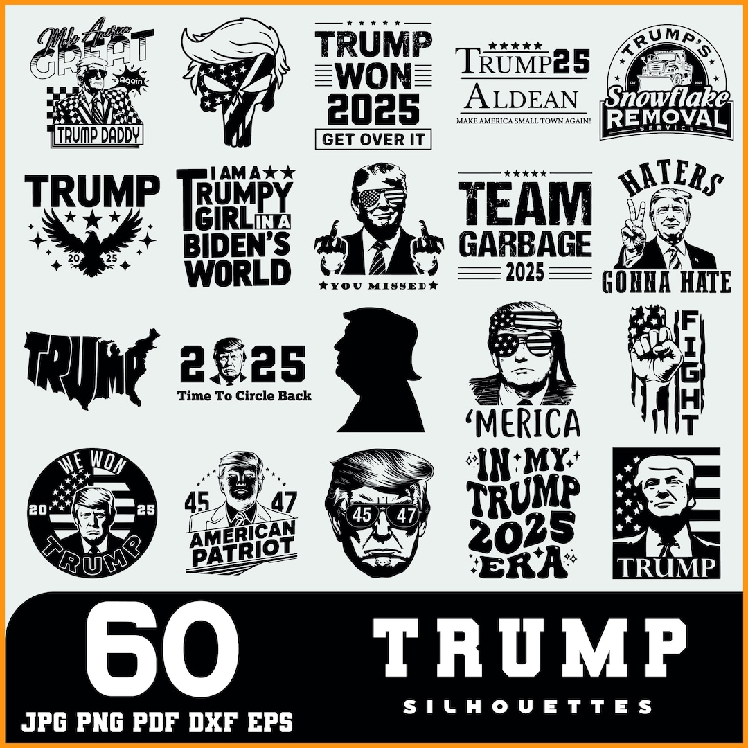 Trump Silhouettes SVG Bundle | Political Graphics, Laser Cut Files ...