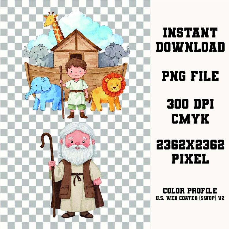 50+ Cute Baby Noah’s Ark Clipart – Animals Two by Two, Rainbow, Ark ...