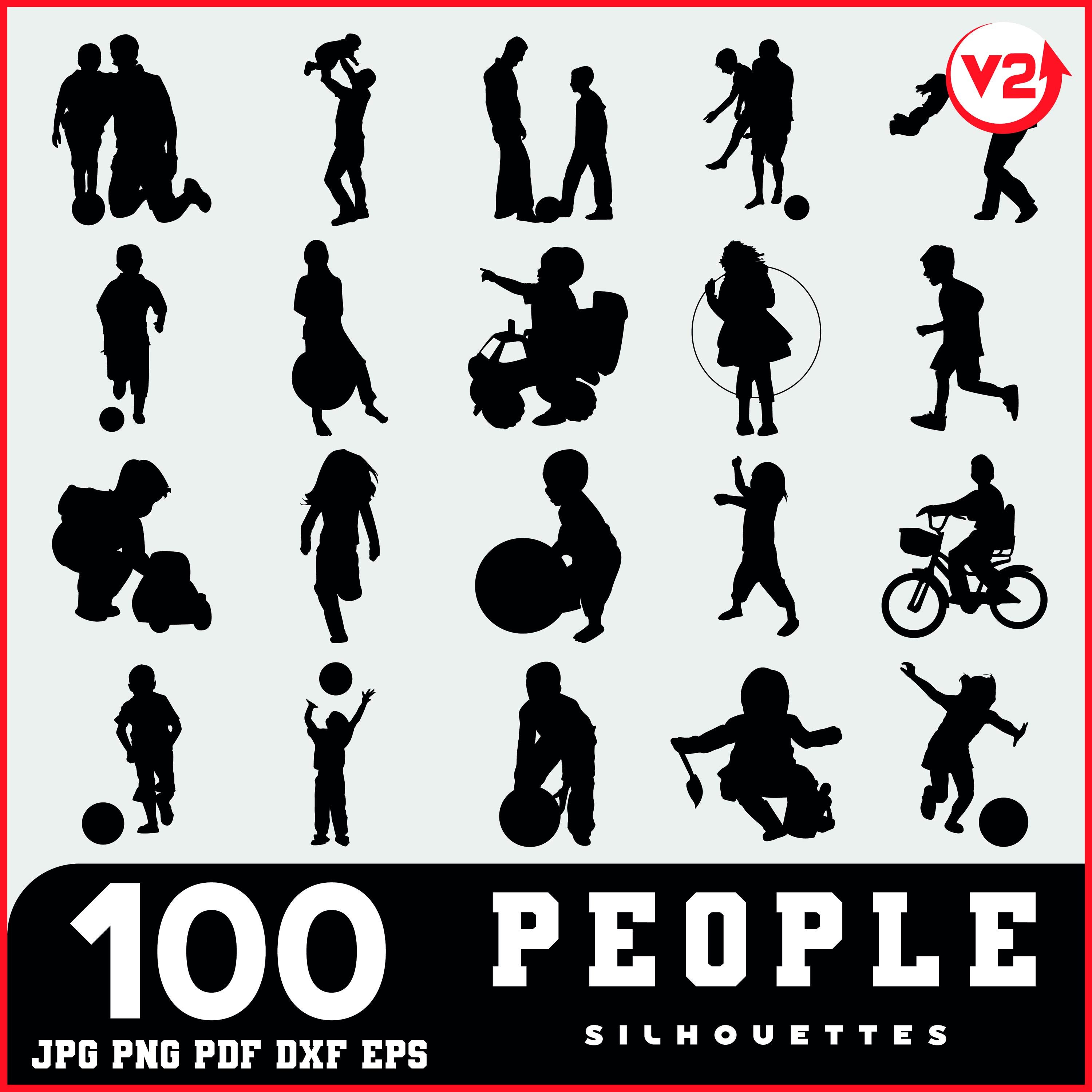 Human Silhouettes SVG Bundle | Active, Family, Kids Poses for DIY ...