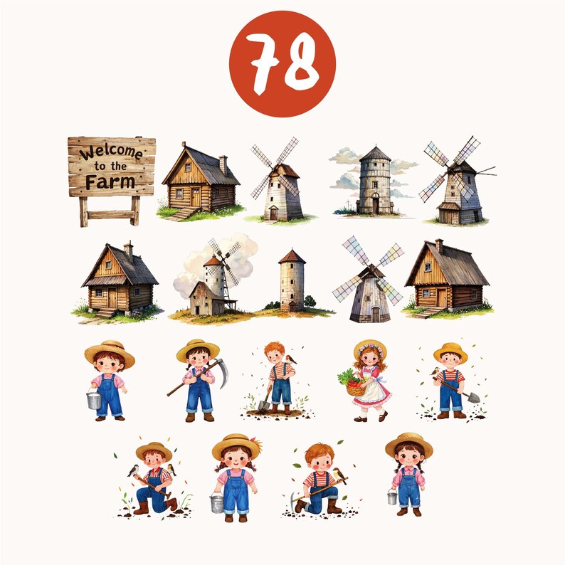 78+ Cute Baby Farm Clipart – Little Farmers, Animals, Barns, Tractors ...