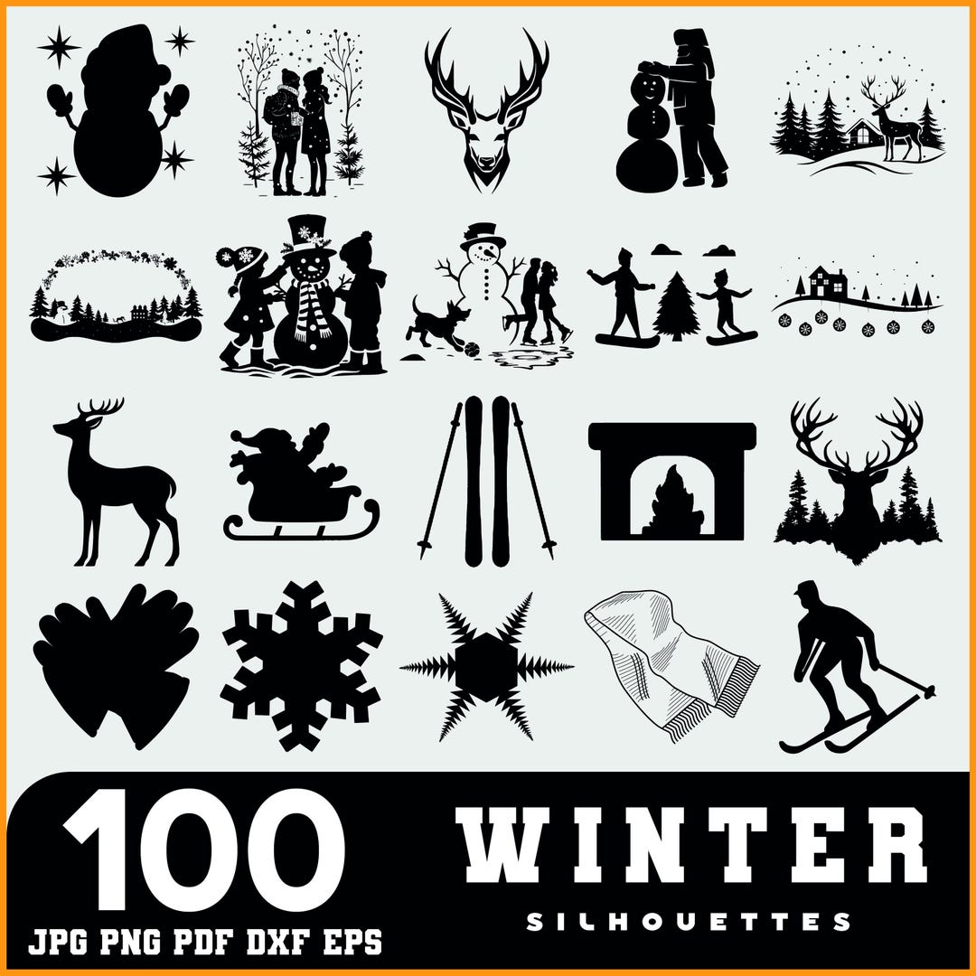 Winter Silhouette SVG Bundle | Snowy Scenes & Holiday Designs Svg ...