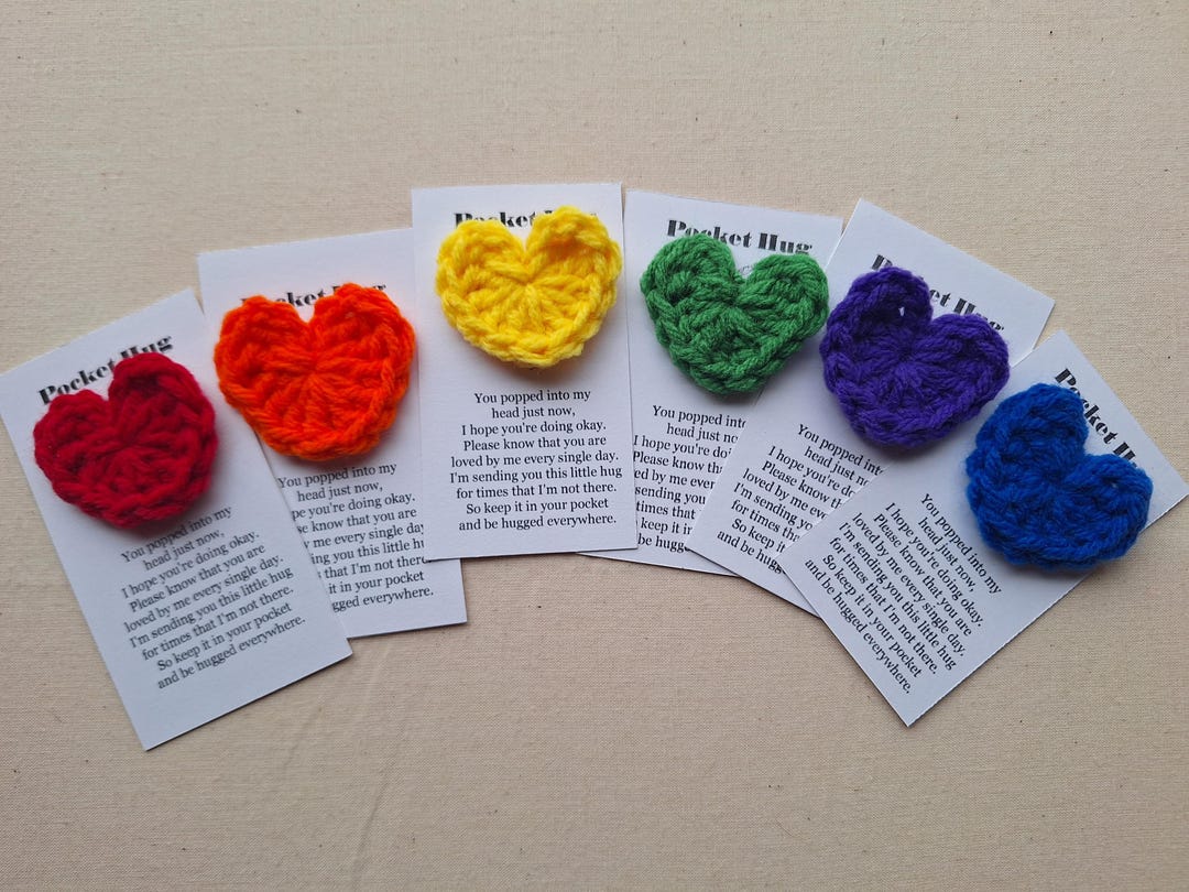Crochet Pocket Hug: Handmade Heart Token Gift - Etsy