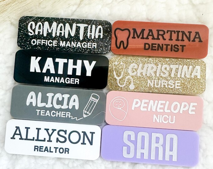 Personalized Engraved Acrylic Name Tag, Magnetic Name Badge, Teacher ...
