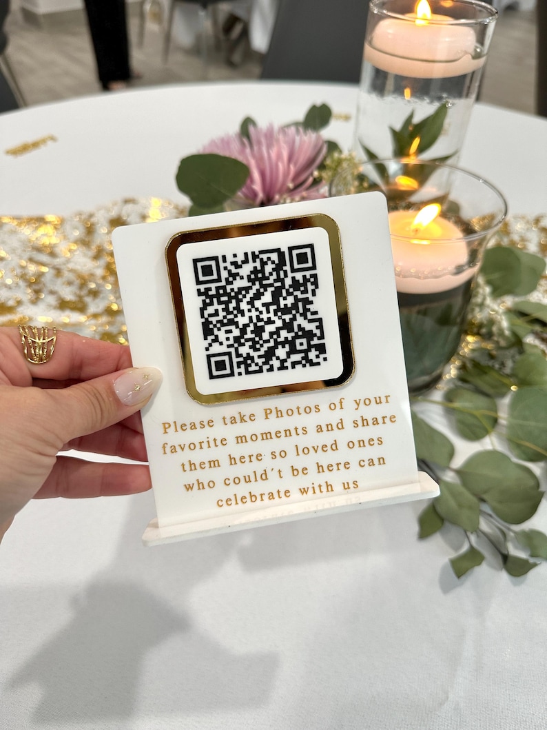 Custom Wedding Sign, QR Code for Wedding Photos, Share Memories ...