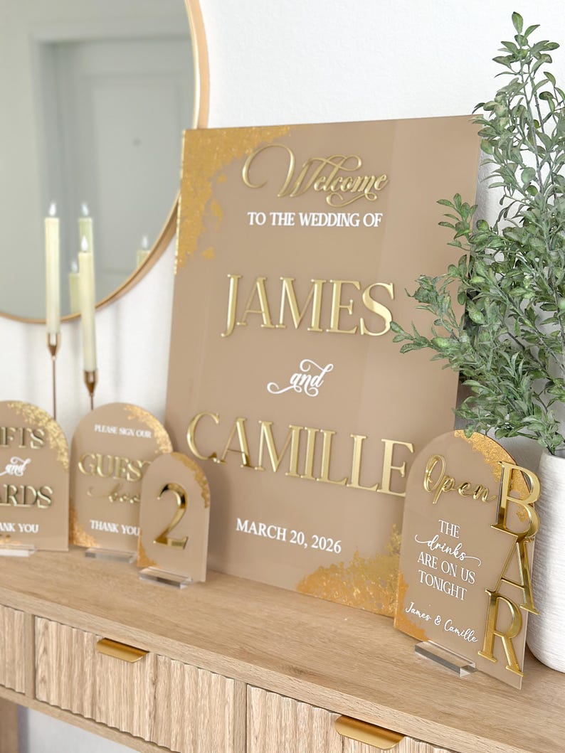 Custom Welcome Sign, Wedding Signage, Personalized Acrylic Sign, 3D ...