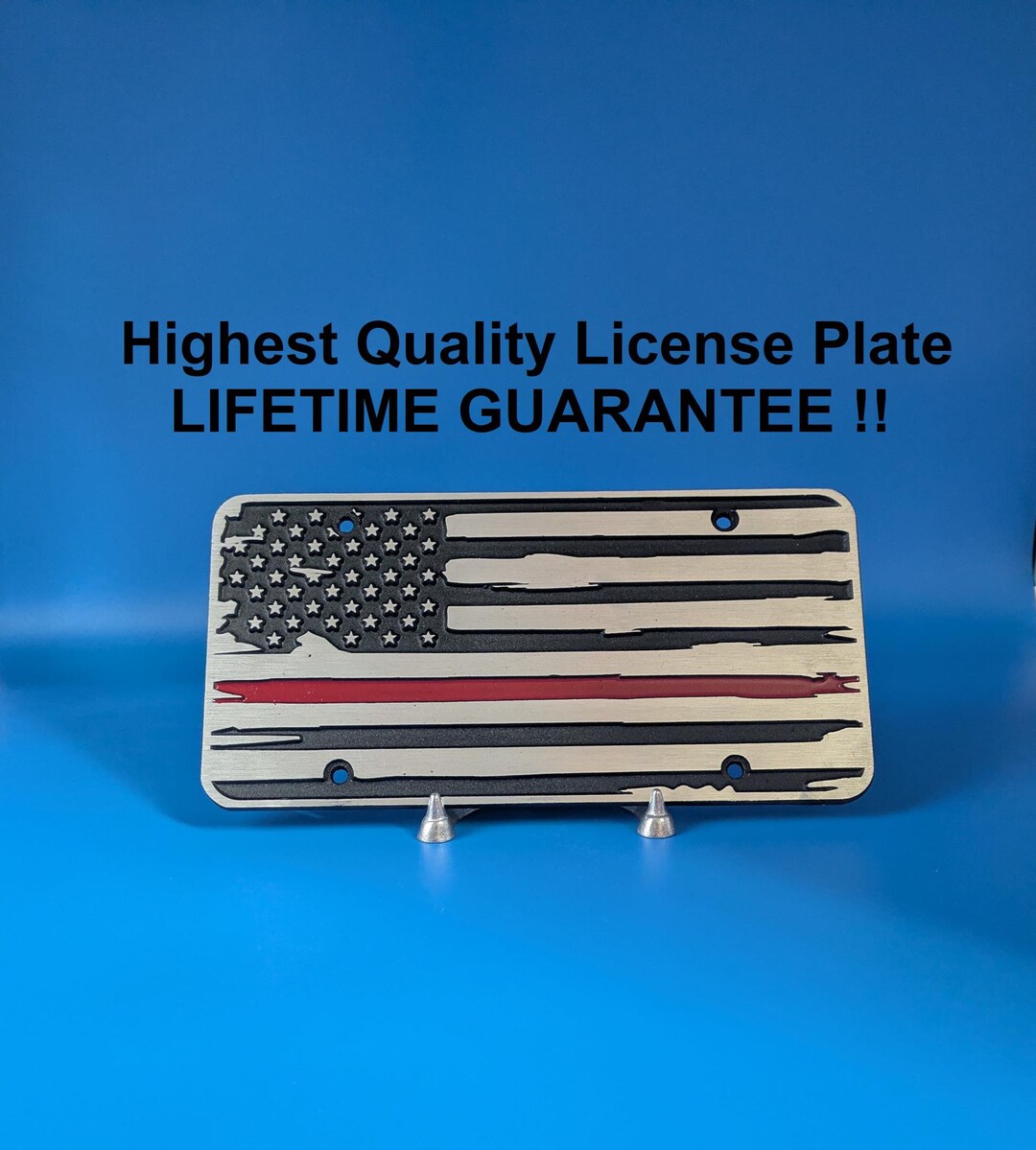License Plate - Red Line Flag - Solid CNC Aluminum - Etsy