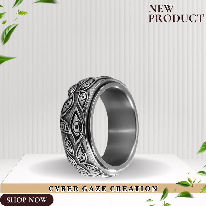 Demon Devil’s Eyes Ring | Gothic Skull Band | Stainless Steel Punk Ring ...