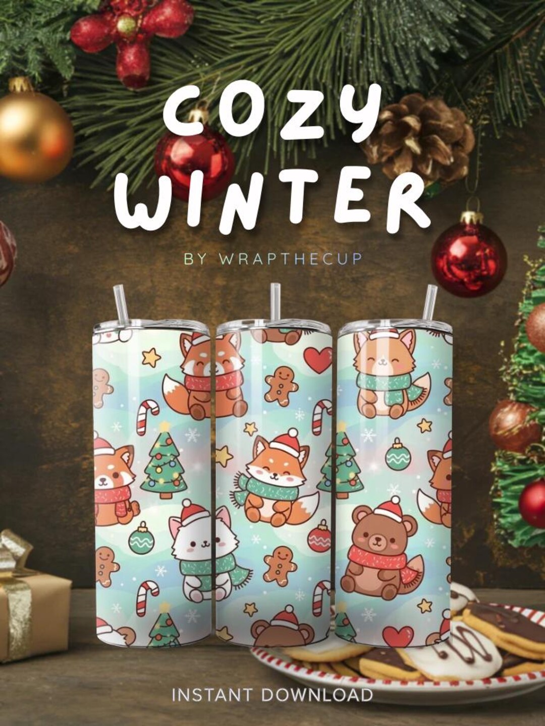Cozy Winter Chibi Tumbler Wrap: 20oz Skinny PNG (digital Download) - Etsy