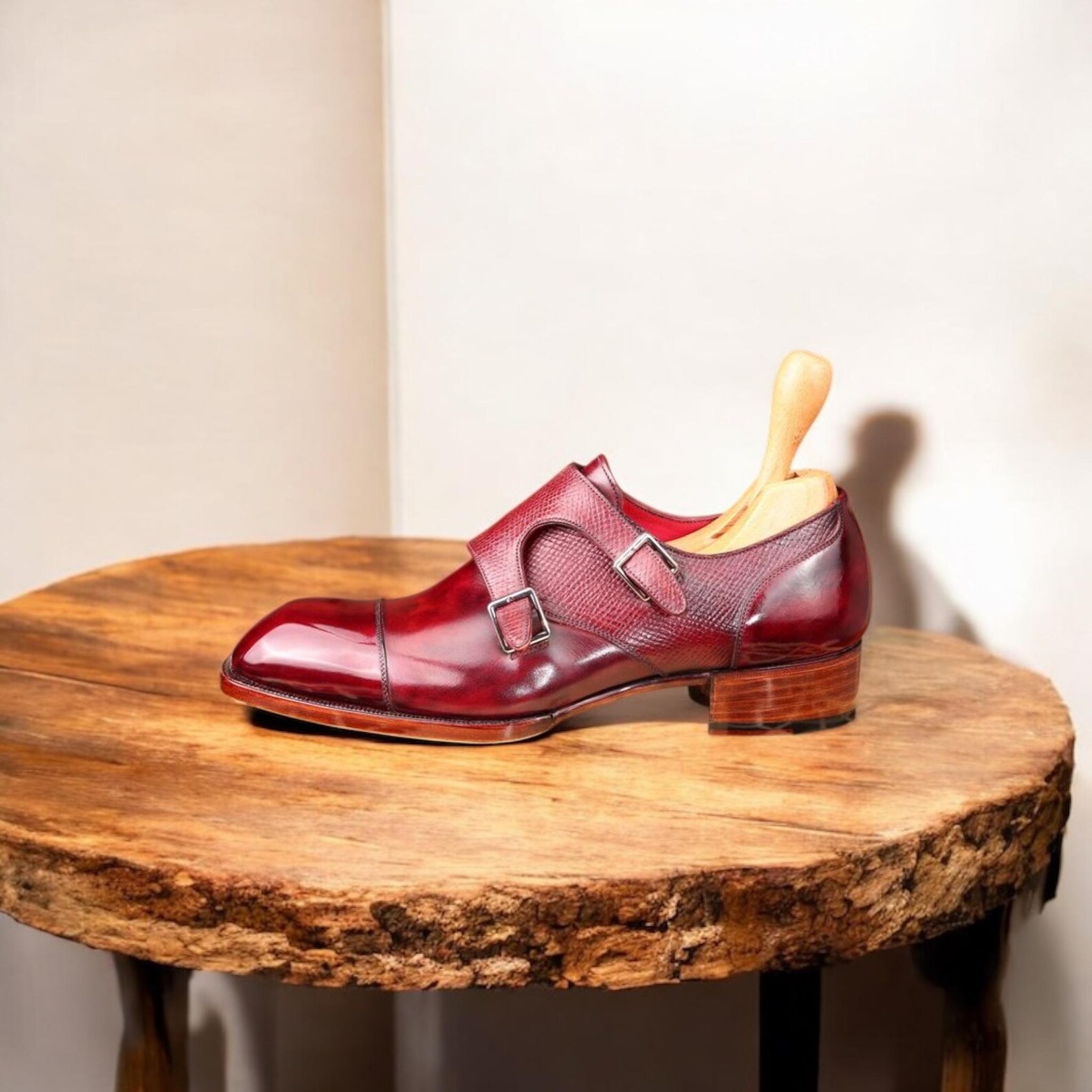 Buy New Mens Fashion Bespoke Vintage Style Monk Shoe | Red Classy Look ...