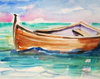 Row boat painting | Etsy