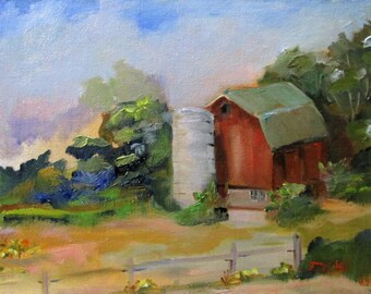 Barn oil painting | Etsy