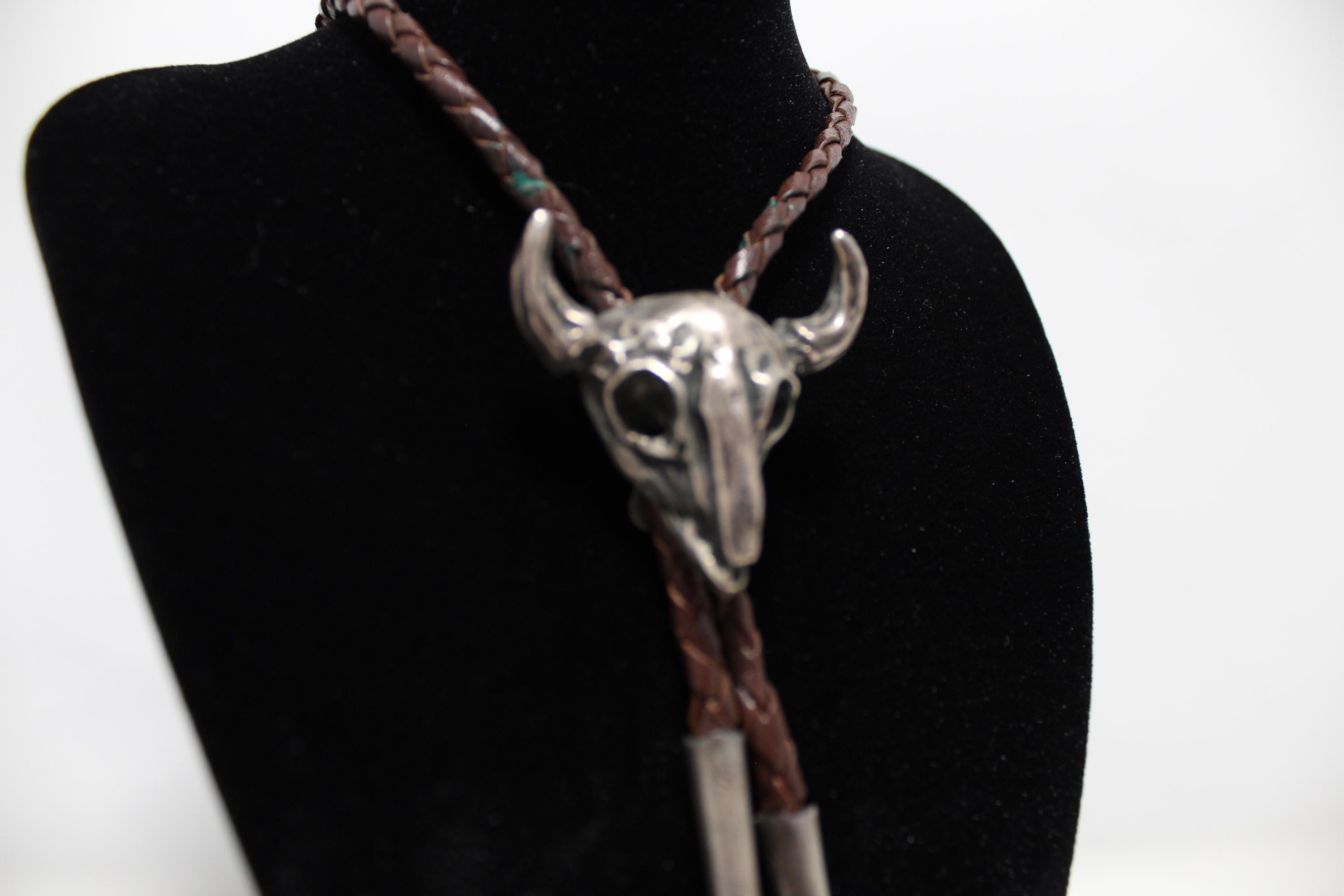925 Sterling Silver Vintage Bull Skull Bolo Tie - Etsy