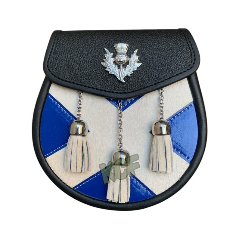 Men's Scottish Kilt Sporran Thistle Badge Saltire Flag Sporran Three ...