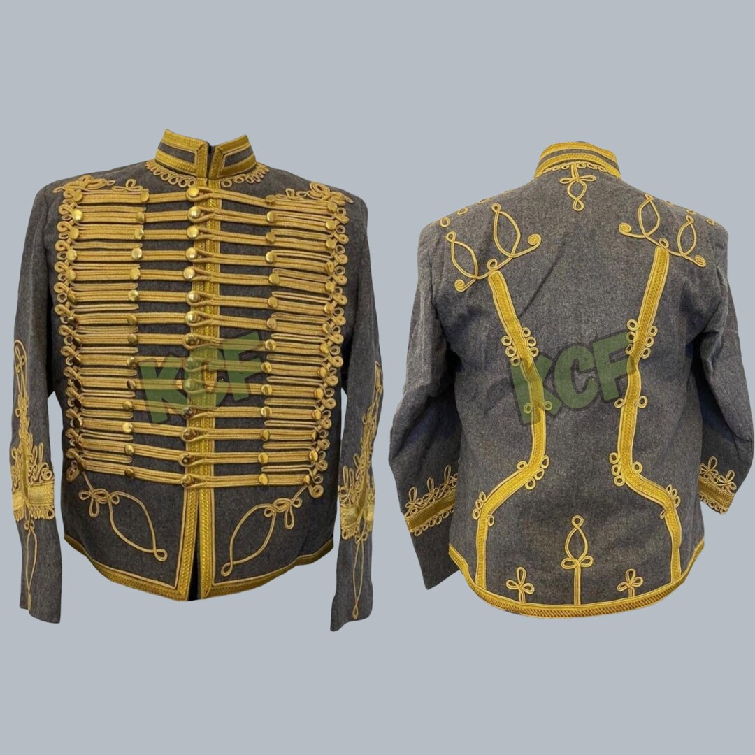 Men's Napoleonic Military Style Grey Wool Hussar Jacket Men's Pelisse ...