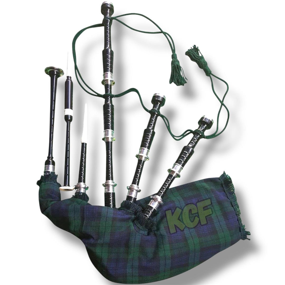 Scottish Bagpipe Handcrafted Rosewood Bagpipe Black Watch Tartan ...