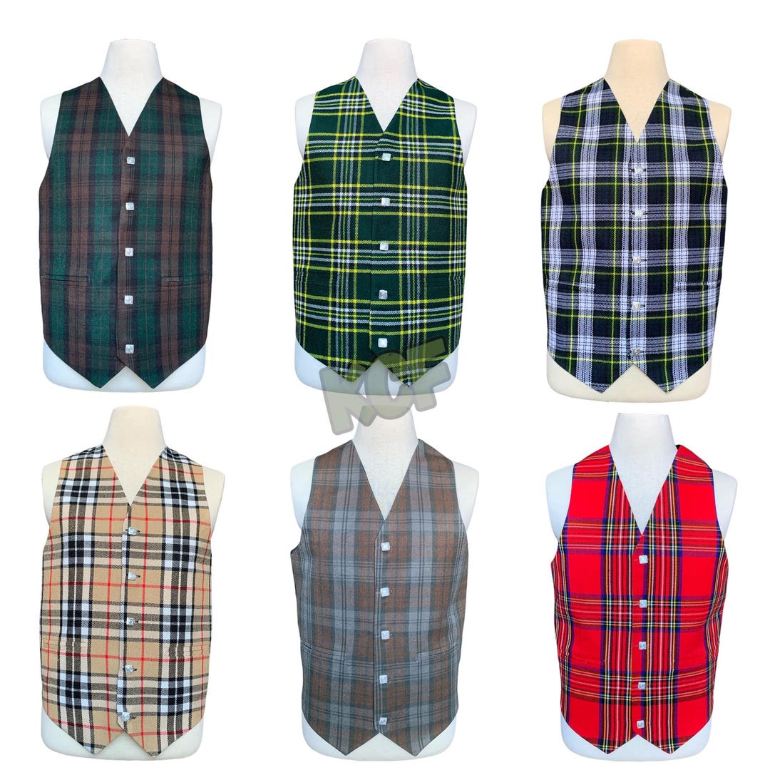 Men's Tartan Vest Scottish Tartan Waistcoat Traditional Highland ...