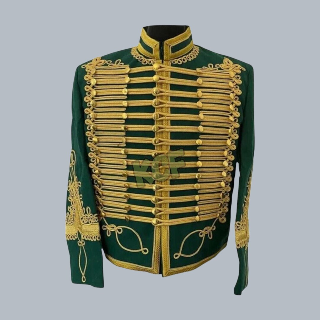 Napoleonic Military Style Green Wool Hussar Jacket Men's Pelisse Hussar ...