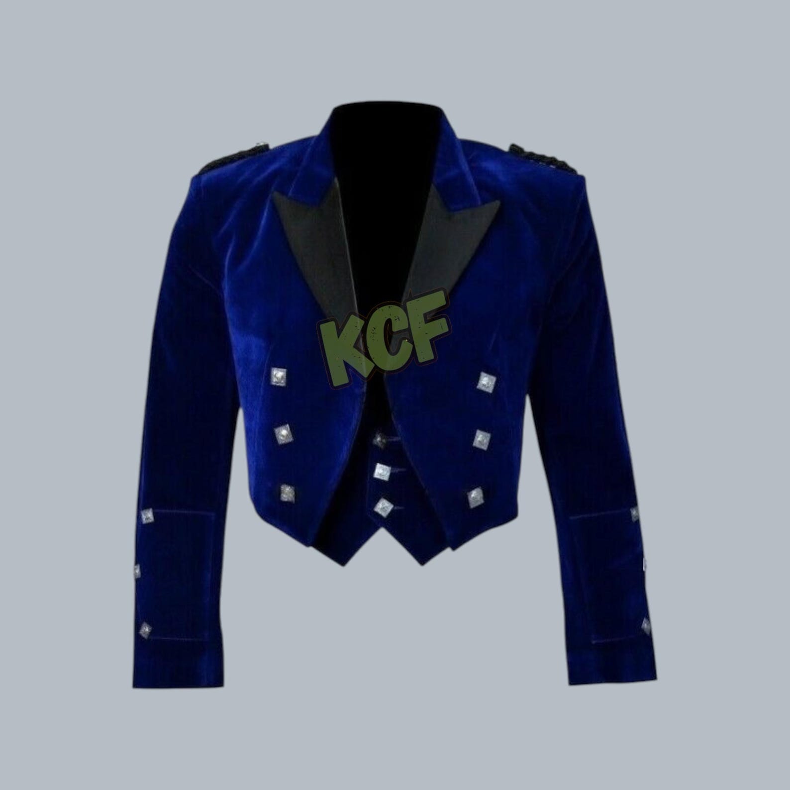Men's Blue Velvet Prince Charlie Jacket Scottish Kilt Jacket With 3 ...