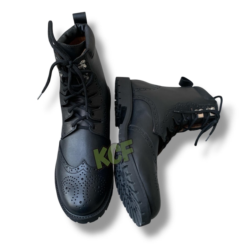 Rubber Sole Brogue Boots - Etsy