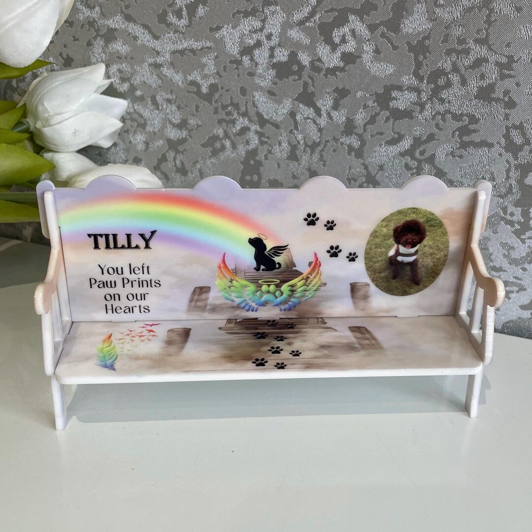 Pet Memorial Bench| You Left Paw Prints in Our Hearts Pet Bench| in ...