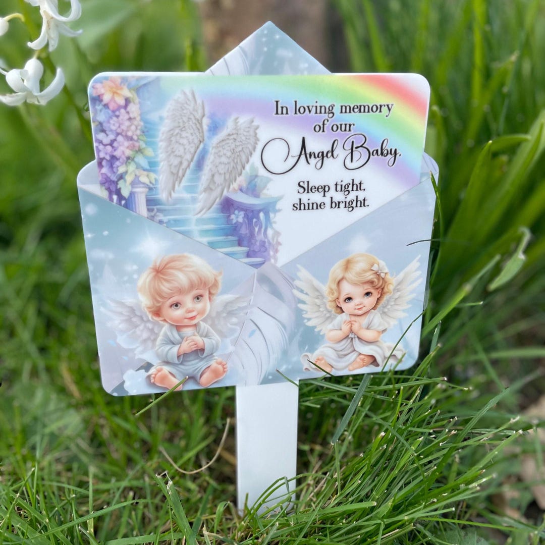 Angel Baby Grave Marker| Personalised Baby Memorial Plaque| Baby Girl ...