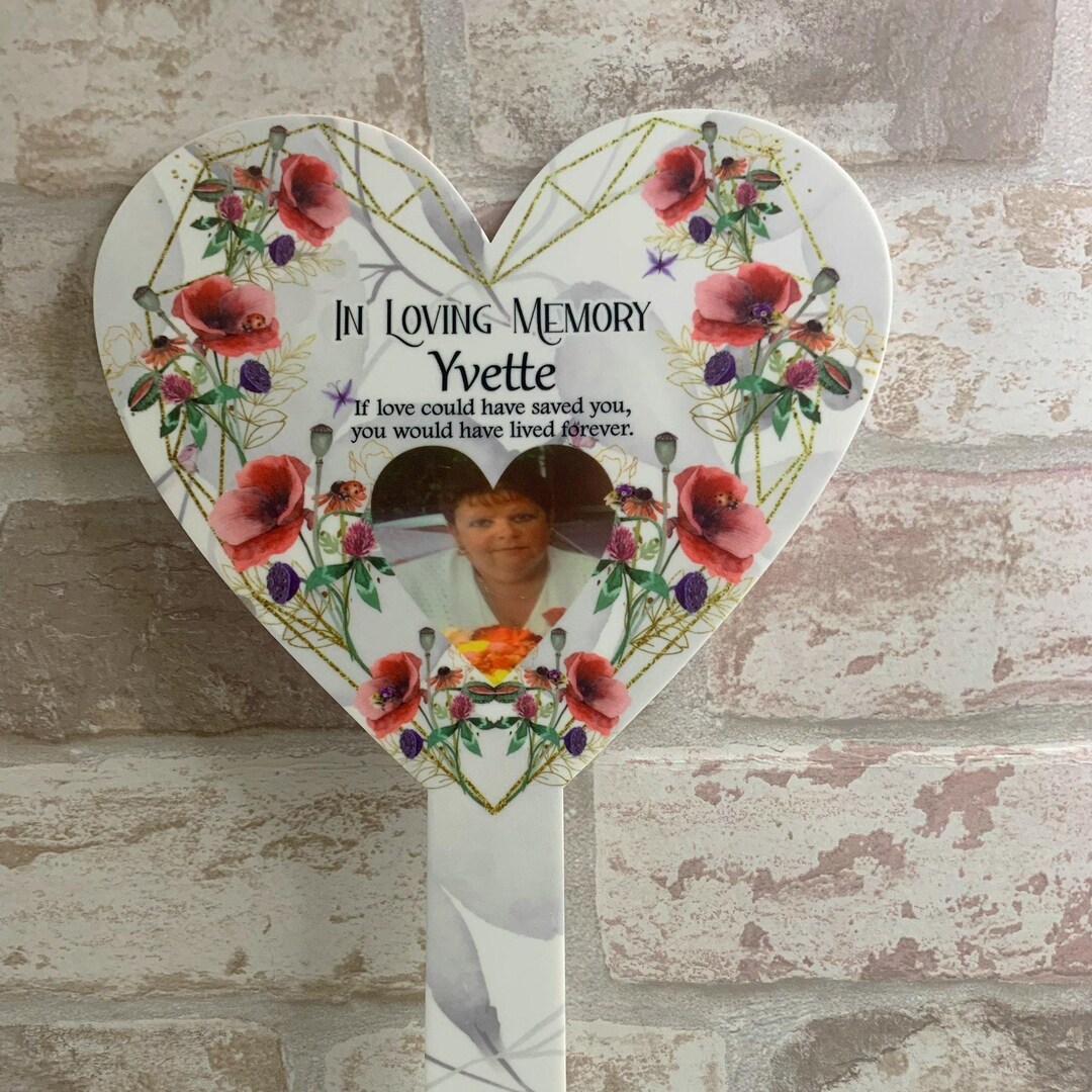 Personalised Poppy Grave Marker| in Memory of Heart Grave Marker ...