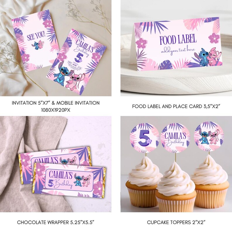 Stitch and Angel Birthday Bundle | Stitch and Angel Invitation ...