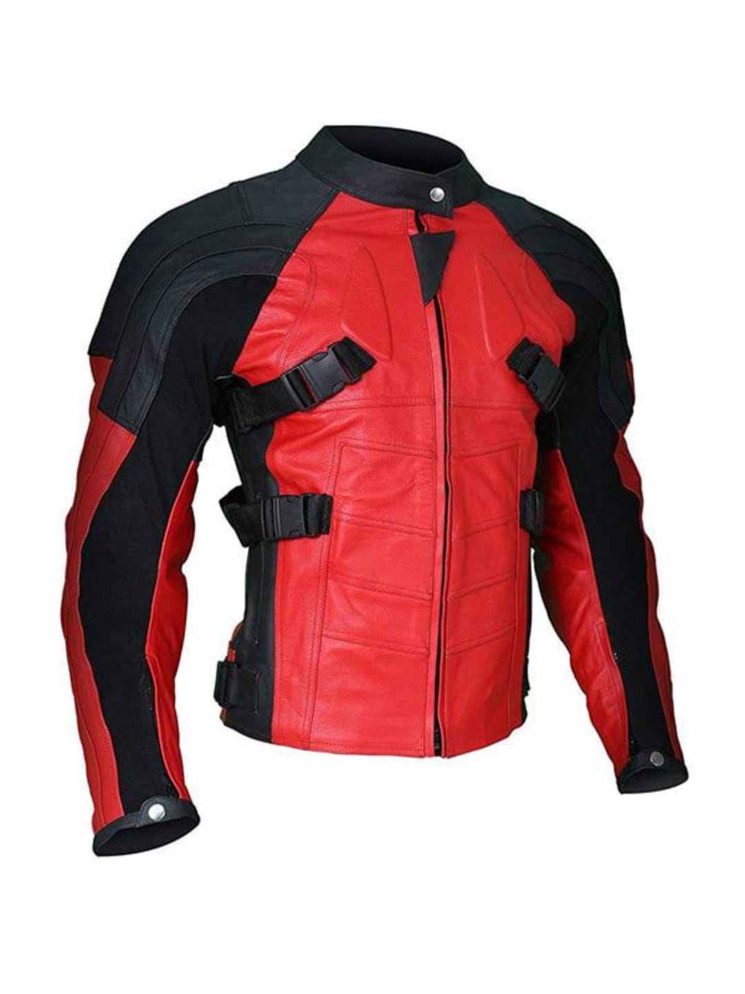 Deadpool Armor Style Black Red Biker Leather Jacket - Etsy